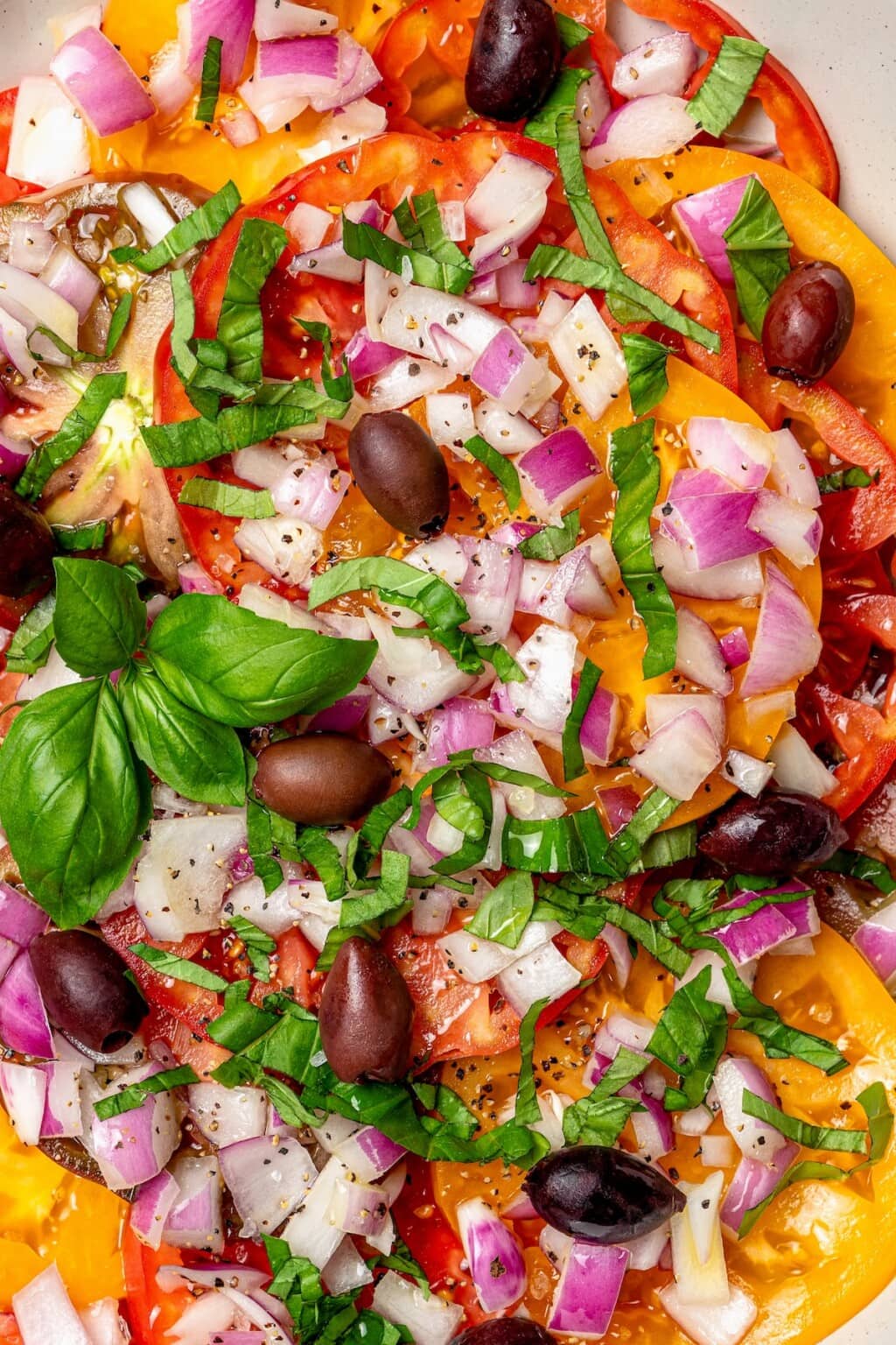 Heirloom Tomato Salad (With Olives & Basil) | Skinnytaste