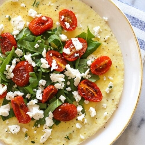 Open-Faced Omelet with Feta, Roasted Tomatoes and Spinach - Skinnytaste