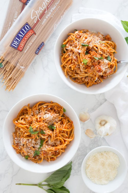 Instant Pot Spaghetti and Meat Sauce Recipe l Skinnytaste