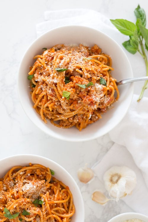 Instant Pot Spaghetti and Meat Sauce Recipe l Skinnytaste