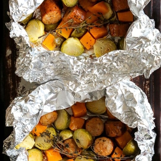 Spicy Sausage Brussels & Butternut Foil Packet