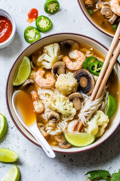 The BEST Quick Shrimp Pho with Vegetables (Vietnamese Noodle Soup)