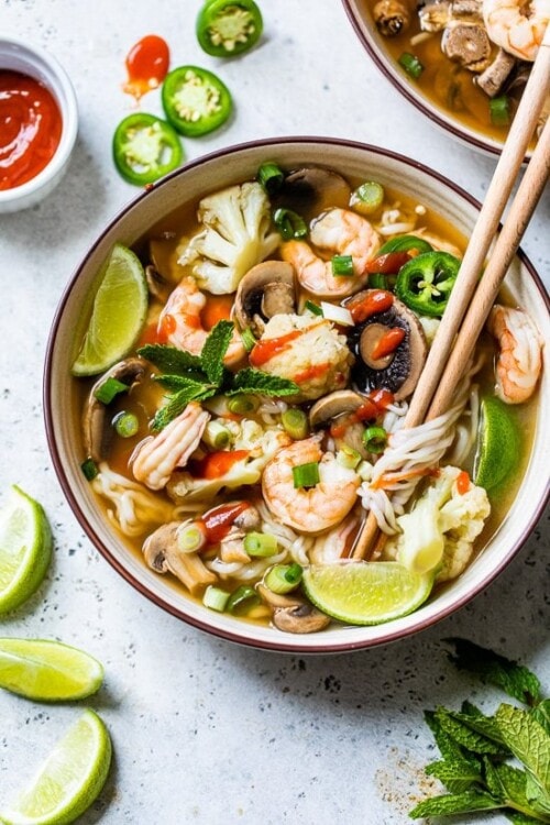 The BEST Quick Shrimp Pho with Vegetables (Vietnamese Noodle Soup)