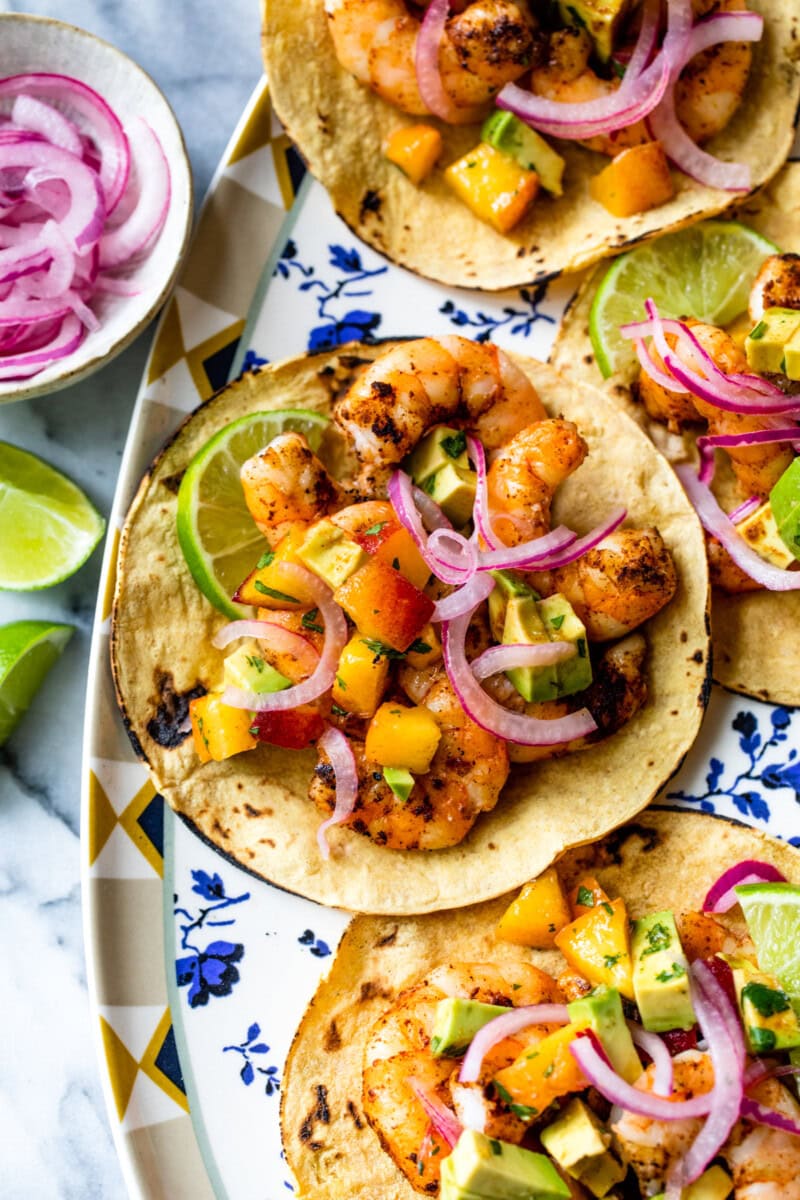 Grilled Shrimp Tacos with Peach Salsa - Skinnytaste