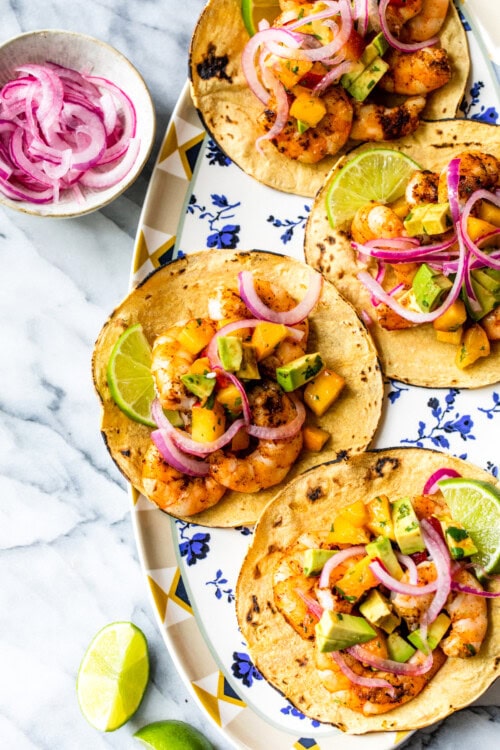 Grilled Shrimp Tacos with Peach Salsa - Skinnytaste