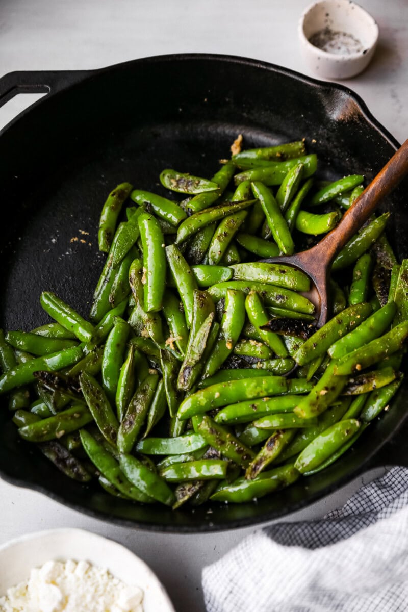Charred Sugar Snap Peas with Lemon and Feta - Skinnytaste