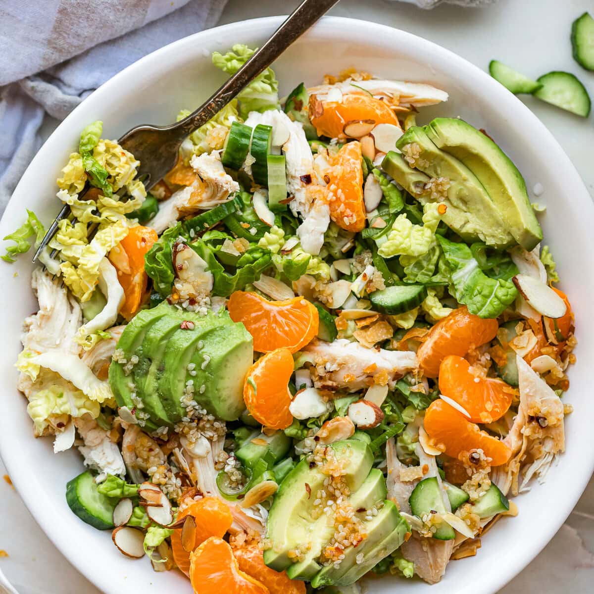 Asian Chicken Salad with Avocado and Chili Crisp | Skinnytaste