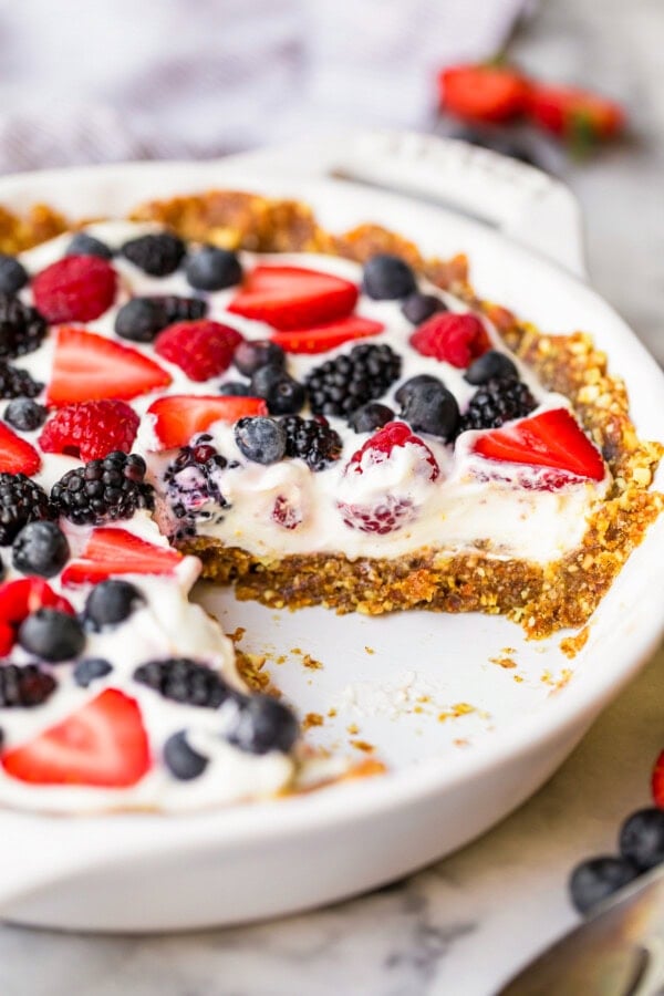 No-Bake Yogurt Pie with Date-Nut Crust - Skinnytaste