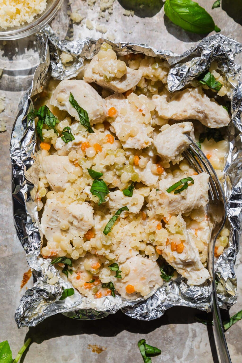 Parmesan Chicken Foil Packets with Pearl Couscous - Skinnytaste