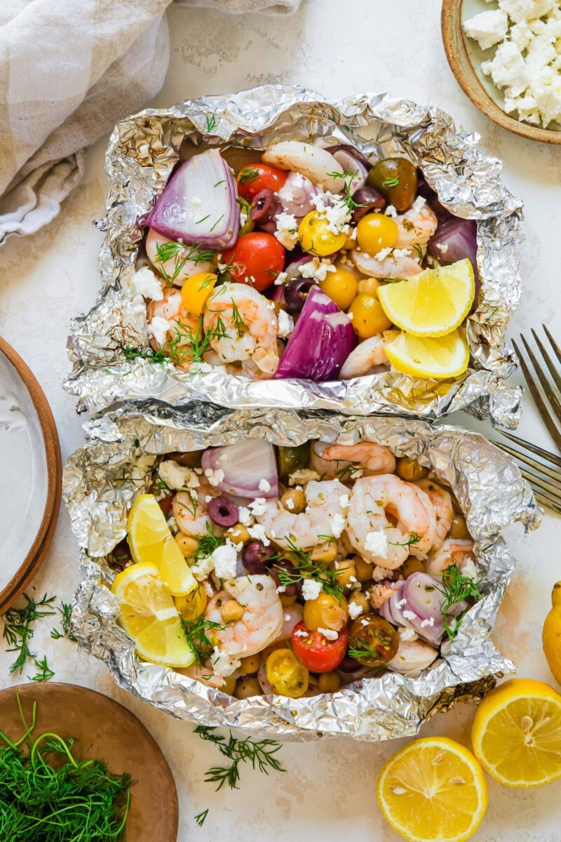 Shrimp Foil Packets | Greek Style for Quick Summer Meals - Skinnytaste