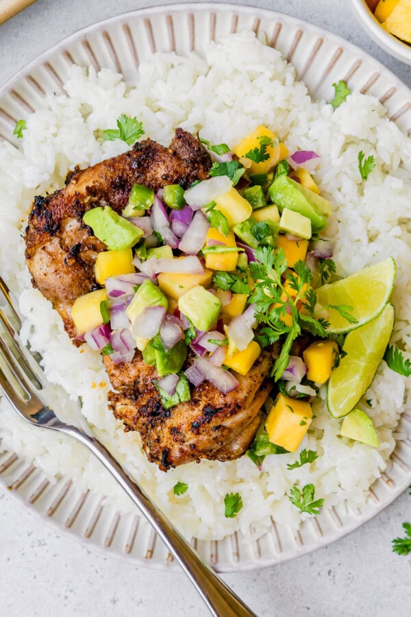 Grilled Jerk Chicken with Mango Avocado Salsa - Skinnytaste