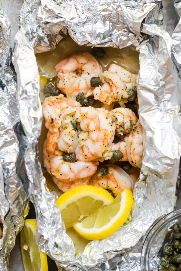 Shrimp Piccata Foil Packets - Skinnytaste