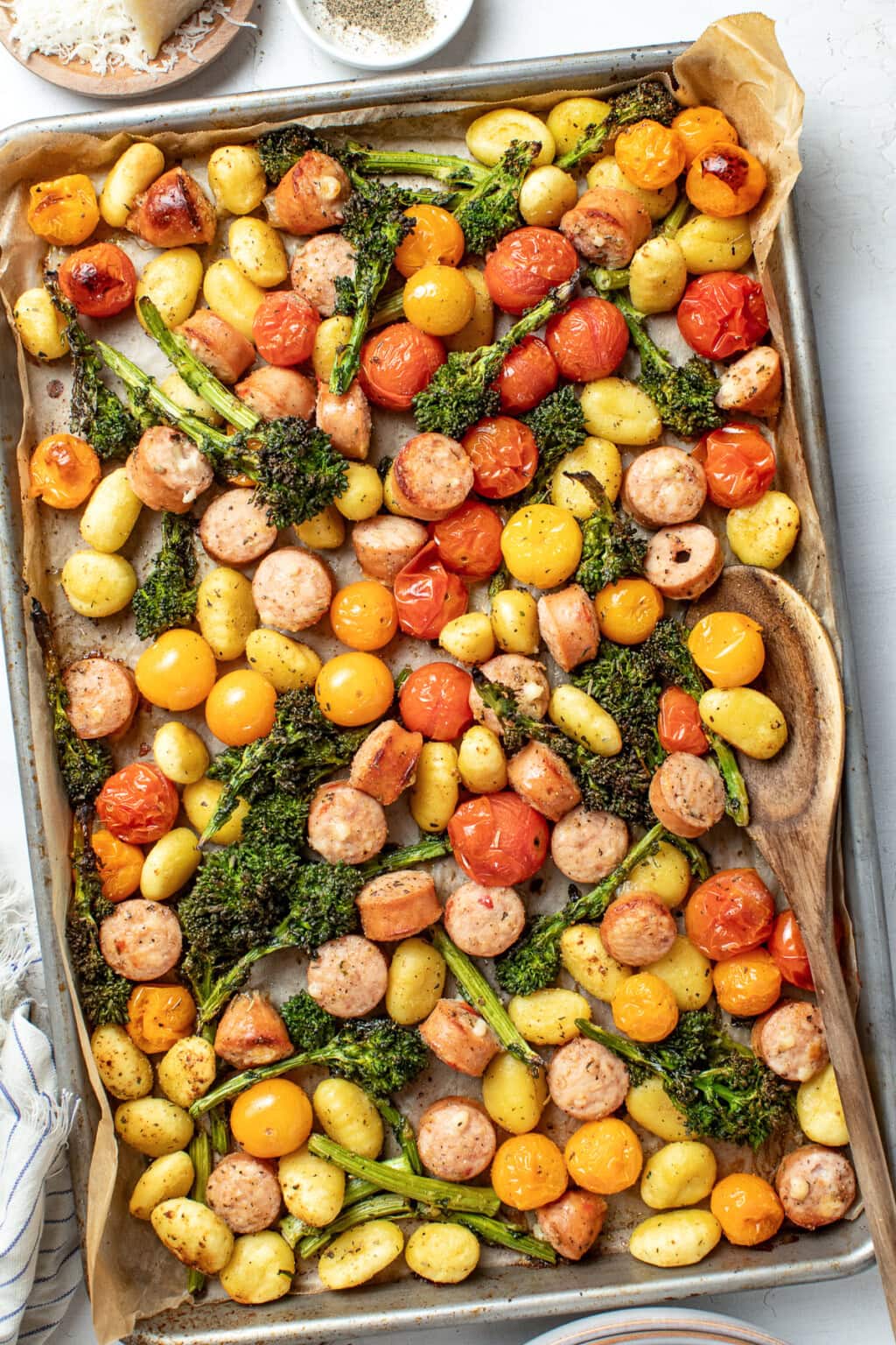Sheet Pan Gnocchi and Sausage with Tomatoes and Broccolini - Skinnytaste